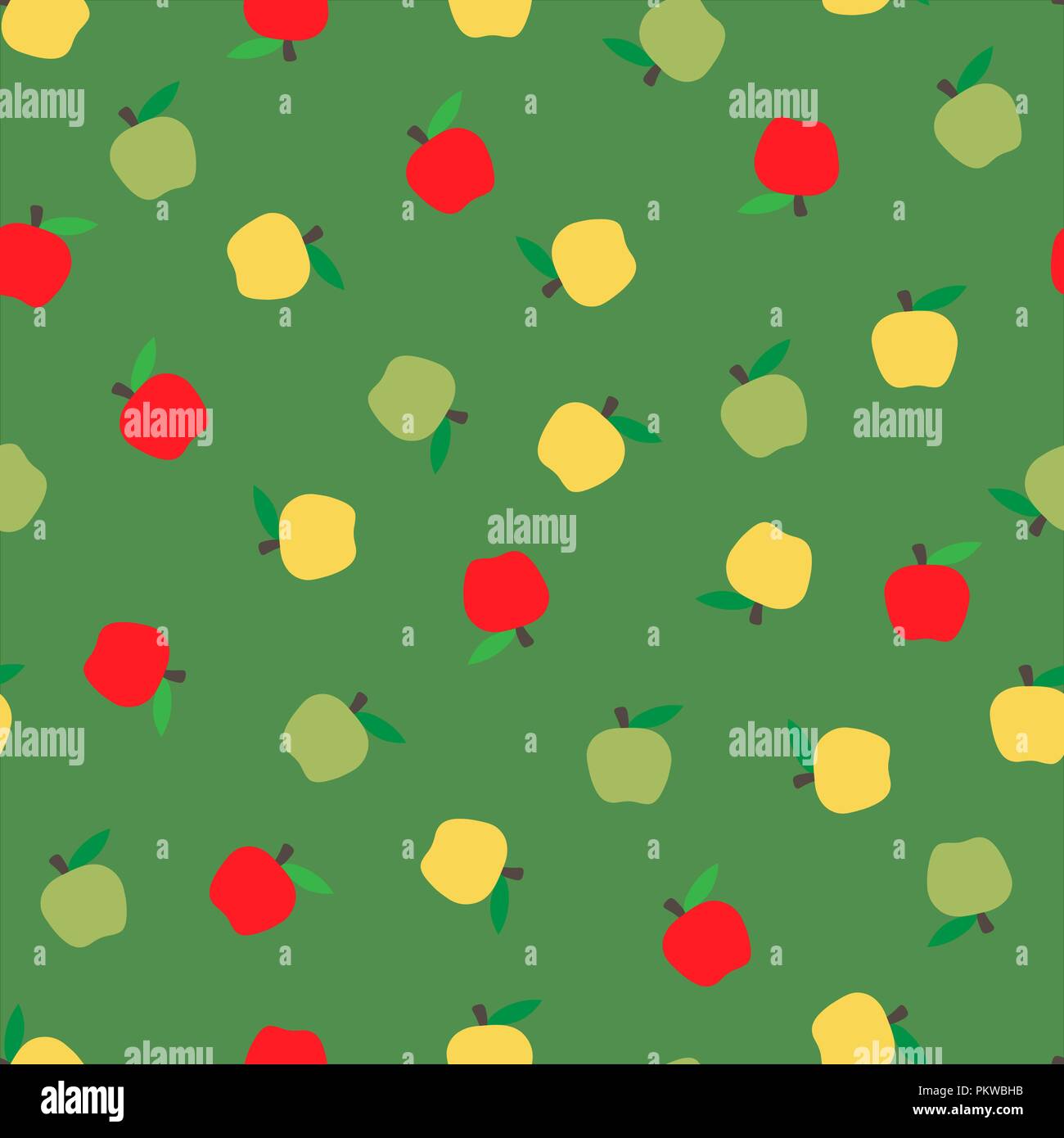 Autumn green background with apples. Packaging paper for gifts, design ...
