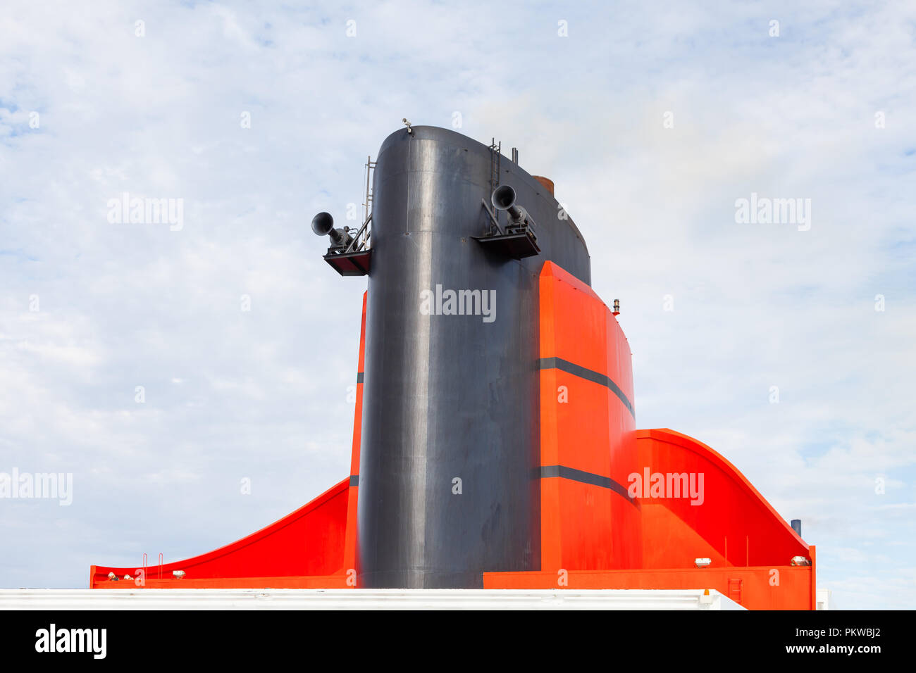 The funnel of the Cunard cruise liner Queen Mary 2 is pictured in the ...