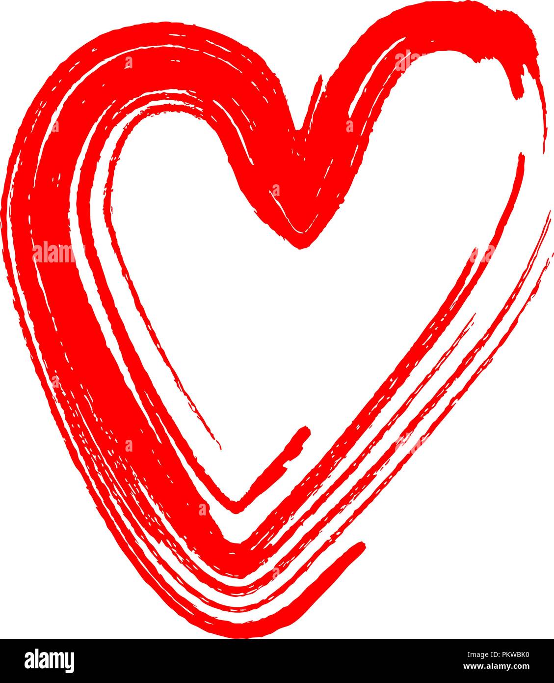 Vector heart with a dry brush. Valentine day. grunge illustration. Hand ...