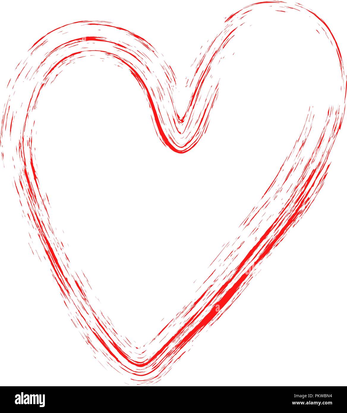 Vector heart with a dry brush. Valentine day. grunge illustration. Hand ...