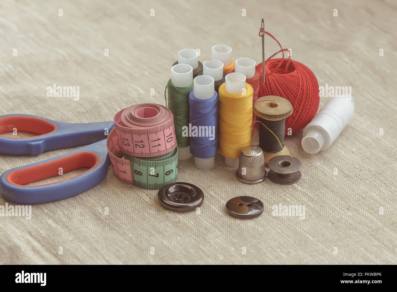 composition of seamstress, tailor, thread for sewing and for knitting ...