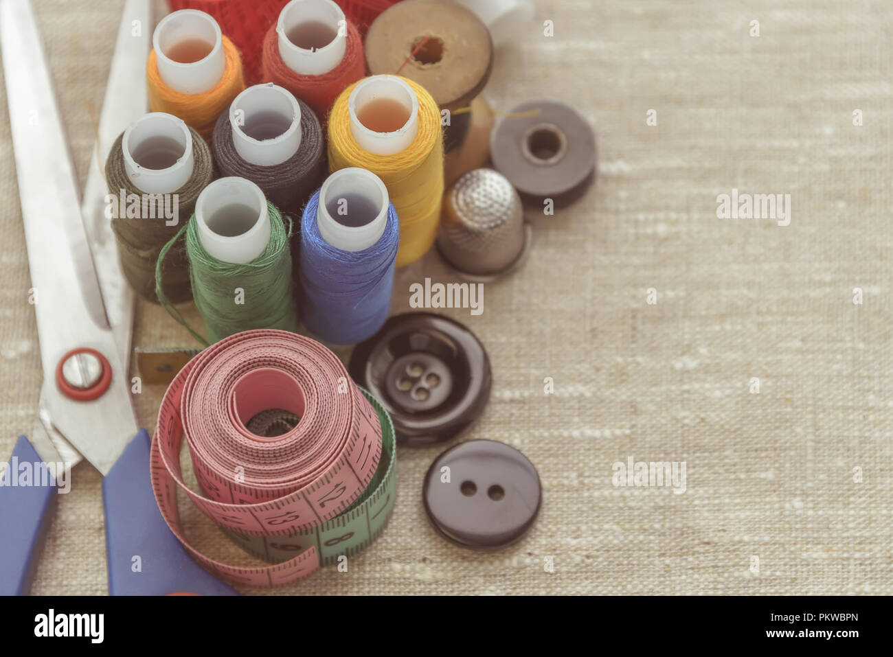 composition of seamstress, tailor, thread for sewing and for knitting ...