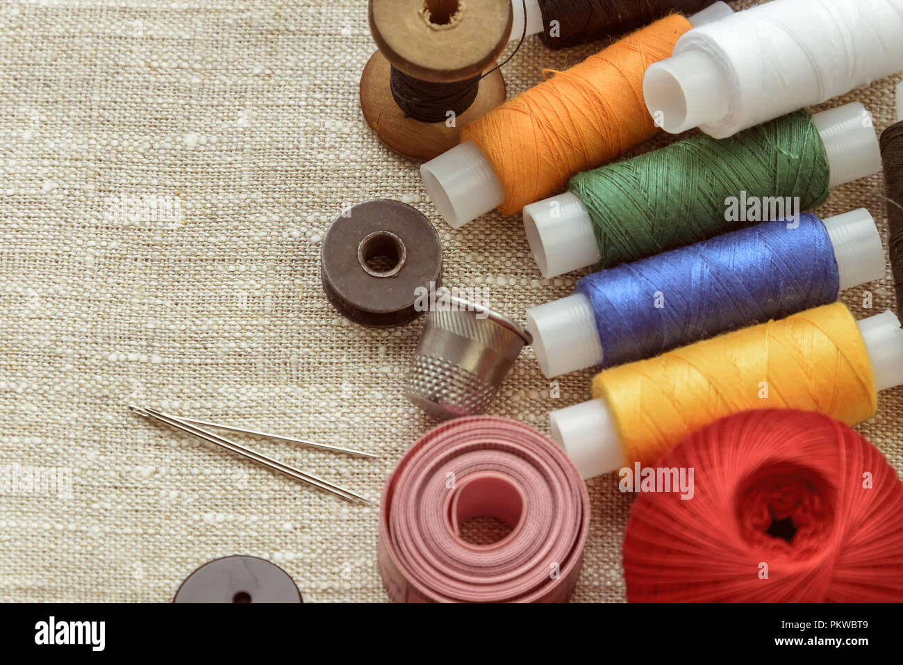 composition of seamstress, tailor, thread for sewing and for knitting ...