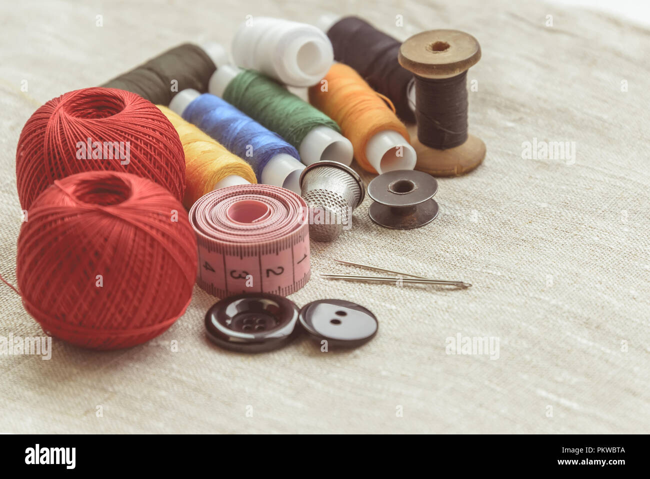 composition of seamstress, tailor, thread for sewing and for knitting ...