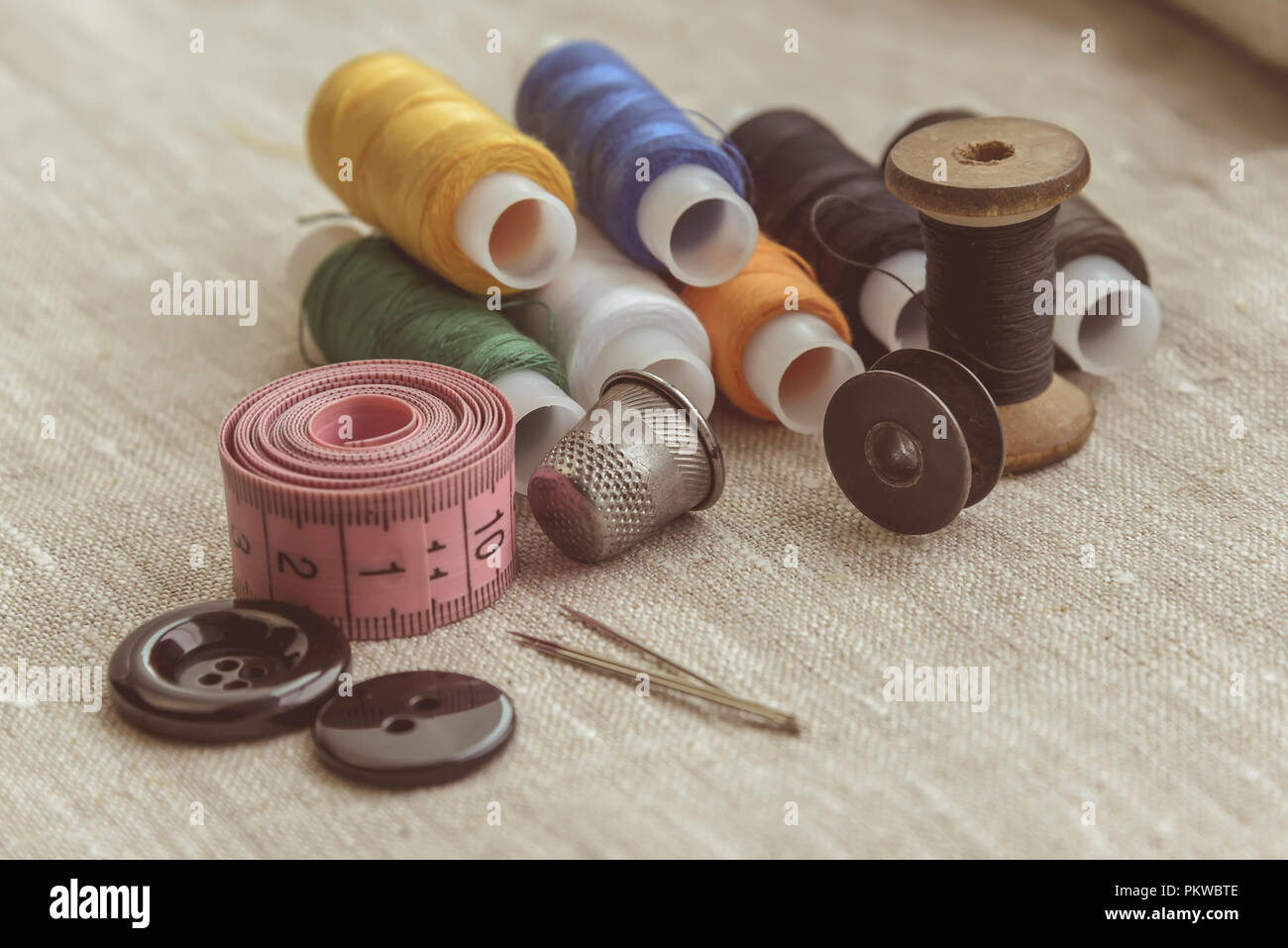 composition of seamstress, tailor, thread for sewing and for knitting ...