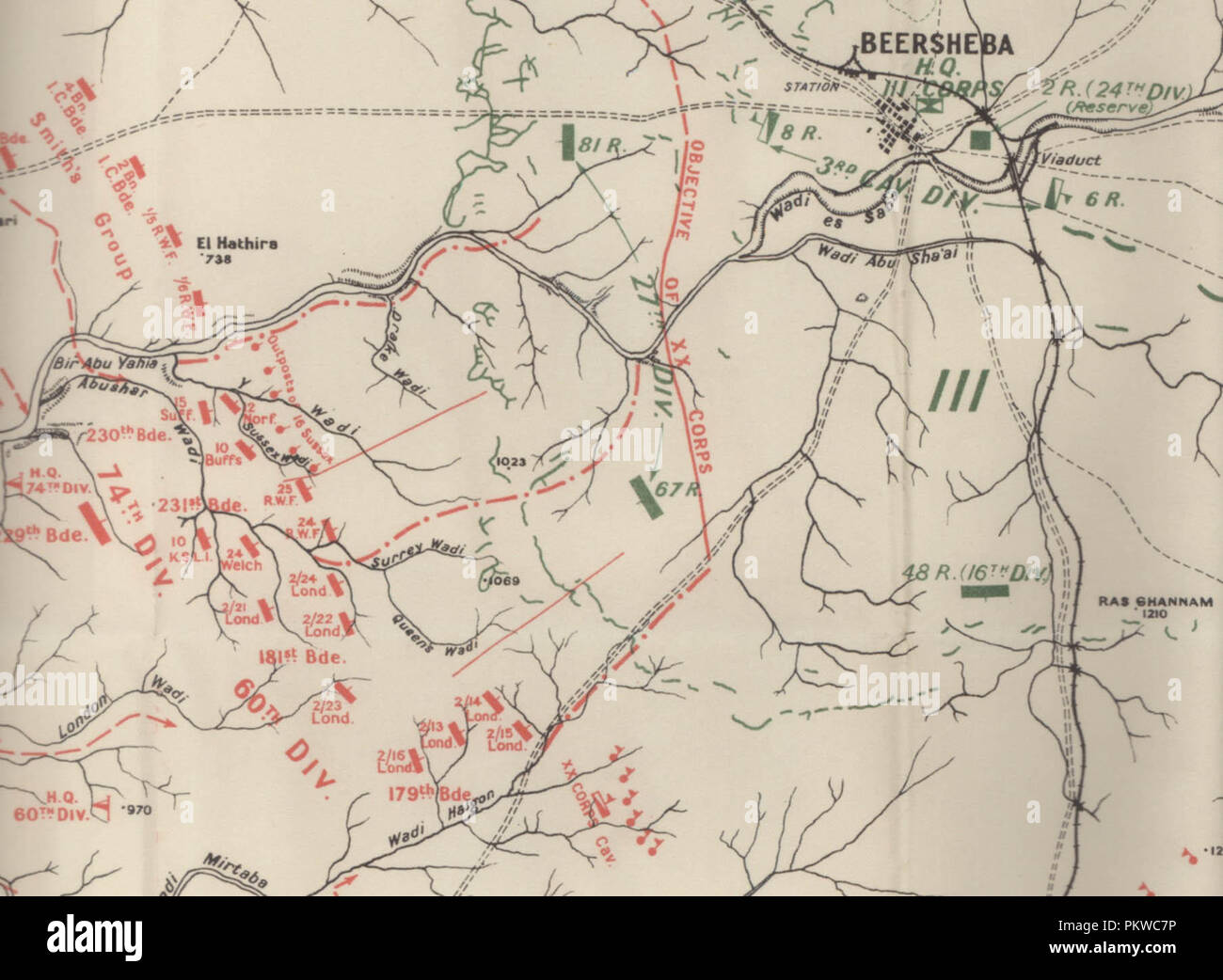Detail of Falls map 5 Battle of Beersheba Stock Photo - Alamy