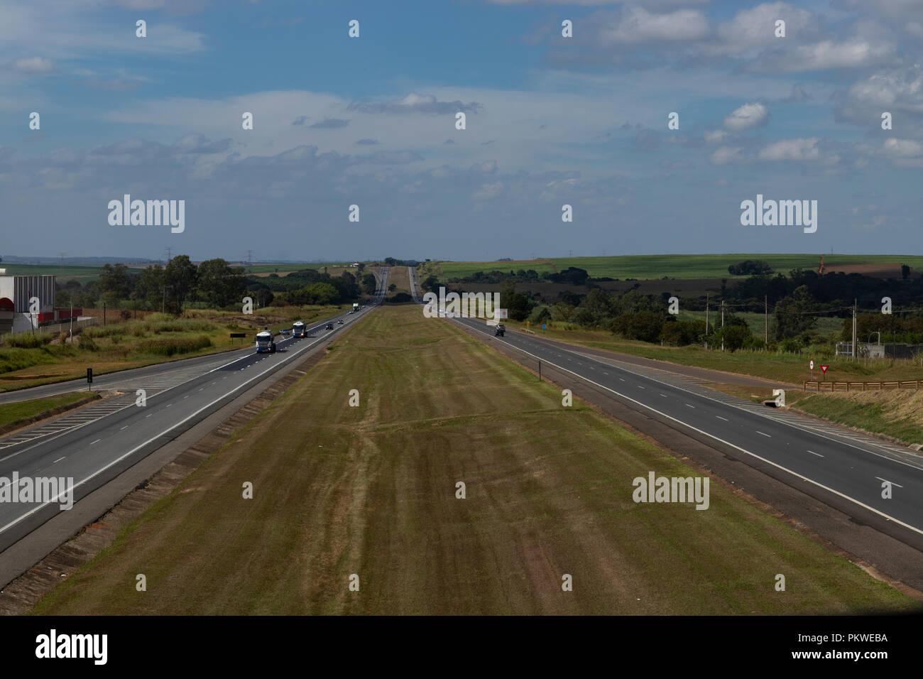 Highway on a beautiful sunny day, highway Castelo Branco, Sao Paulo ...