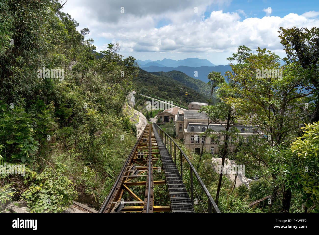 the electric railway through a natural forest on Ba Na mountain Stock ...