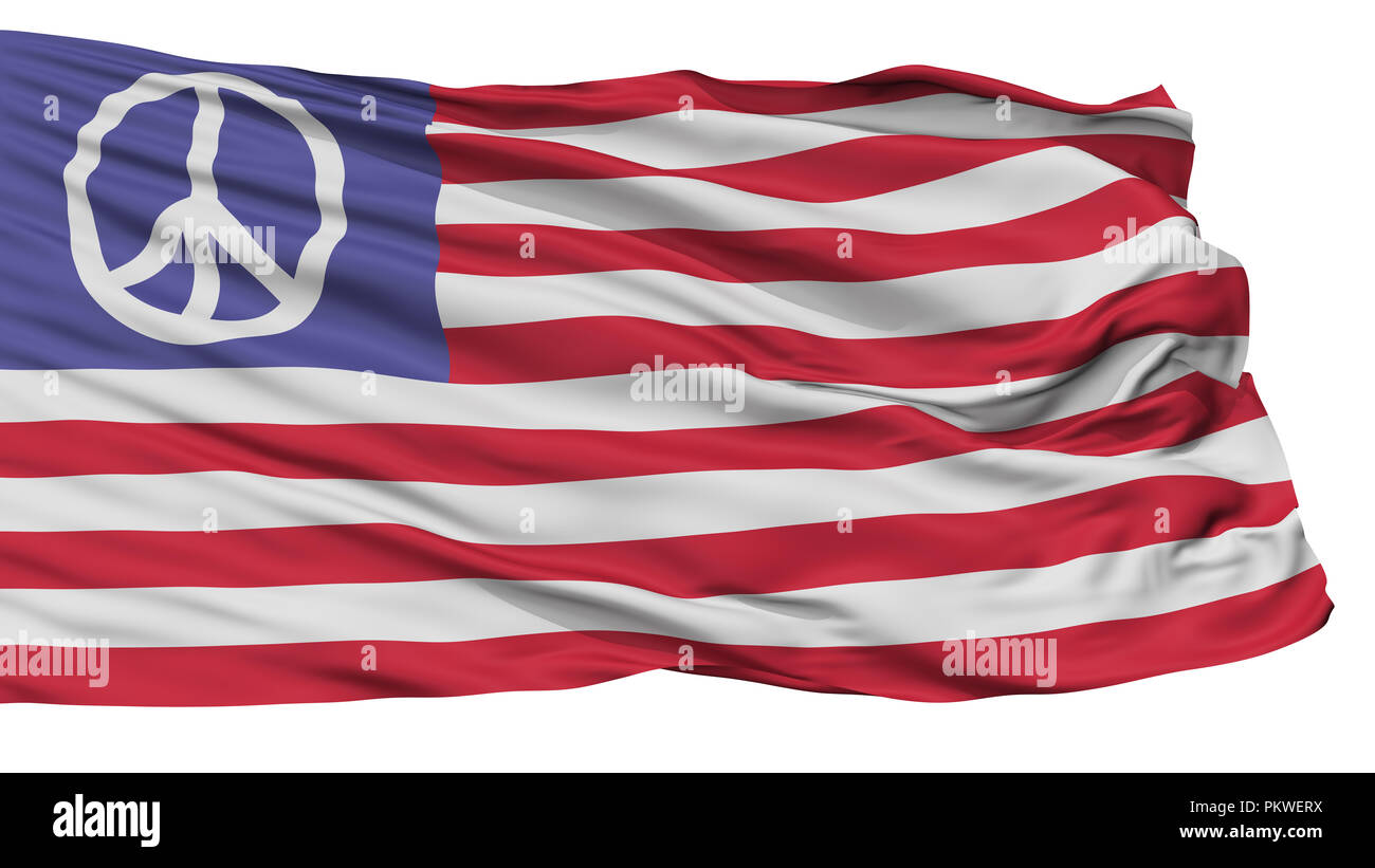Us Peace Flag, Isolated On White Background, 3D Rendering Stock Photo ...
