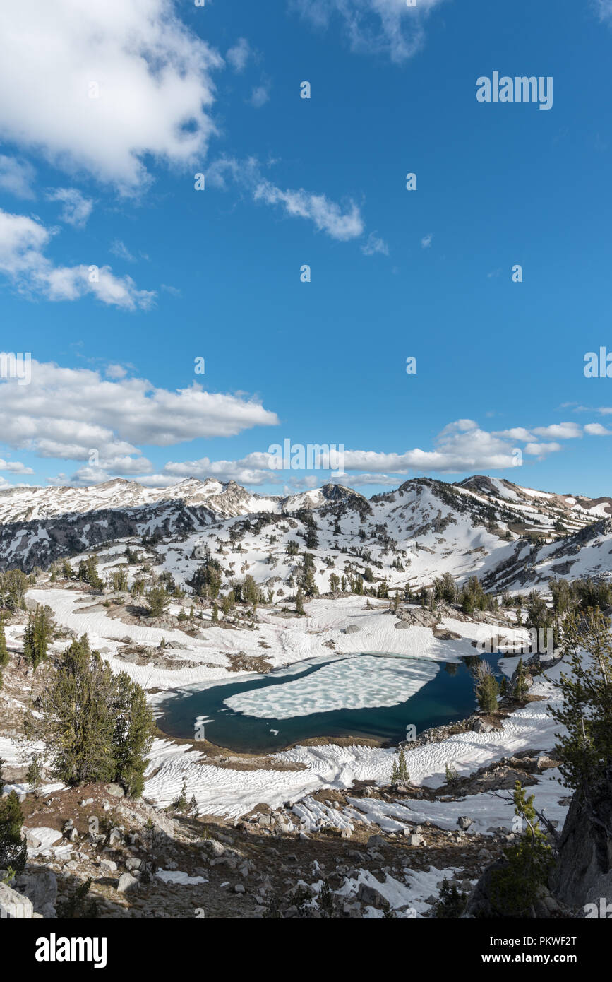 Sub-alpine lake in early summer, Wallowa Mountains, Oregon Stock Photo ...