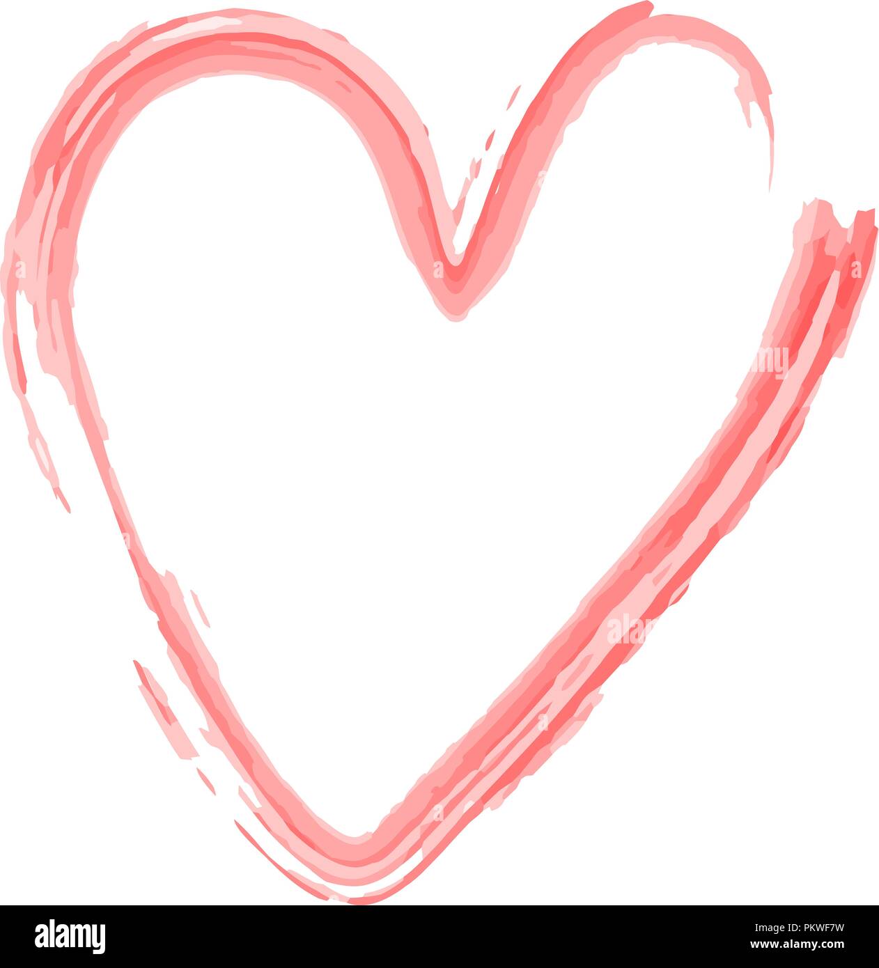 Vector heart with a dry brush. Valentine day. grunge illustration. Hand ...