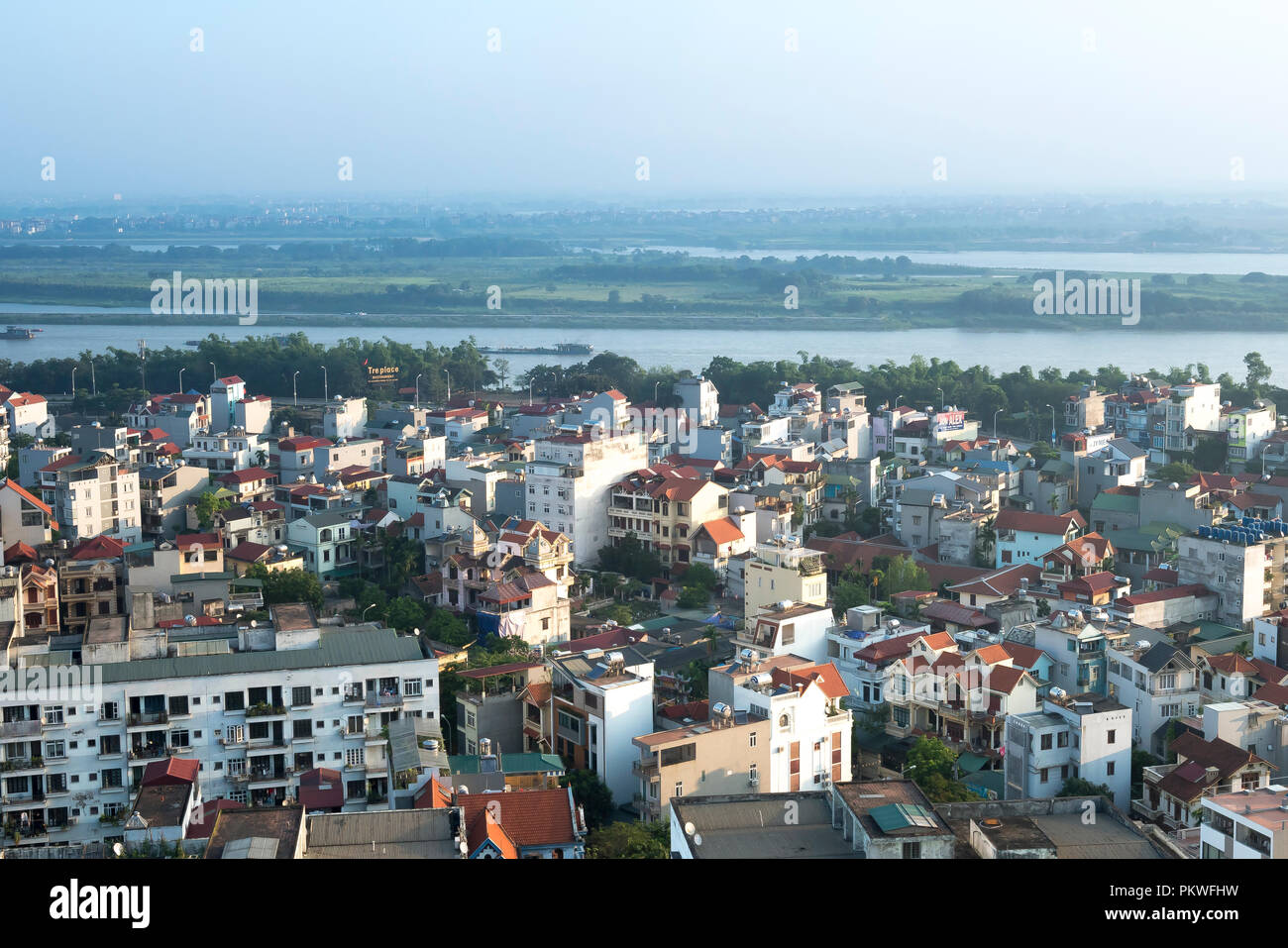 A small corner of Hanoi overlooking the Red River. The Red River is the ...