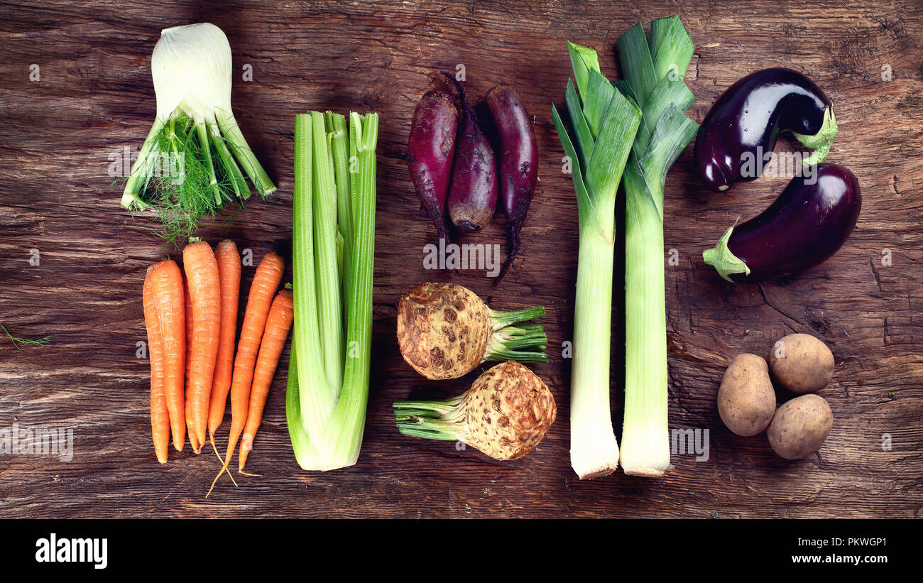 Assortment of fresh local vegetables. Top view. Healthy eating Stock ...