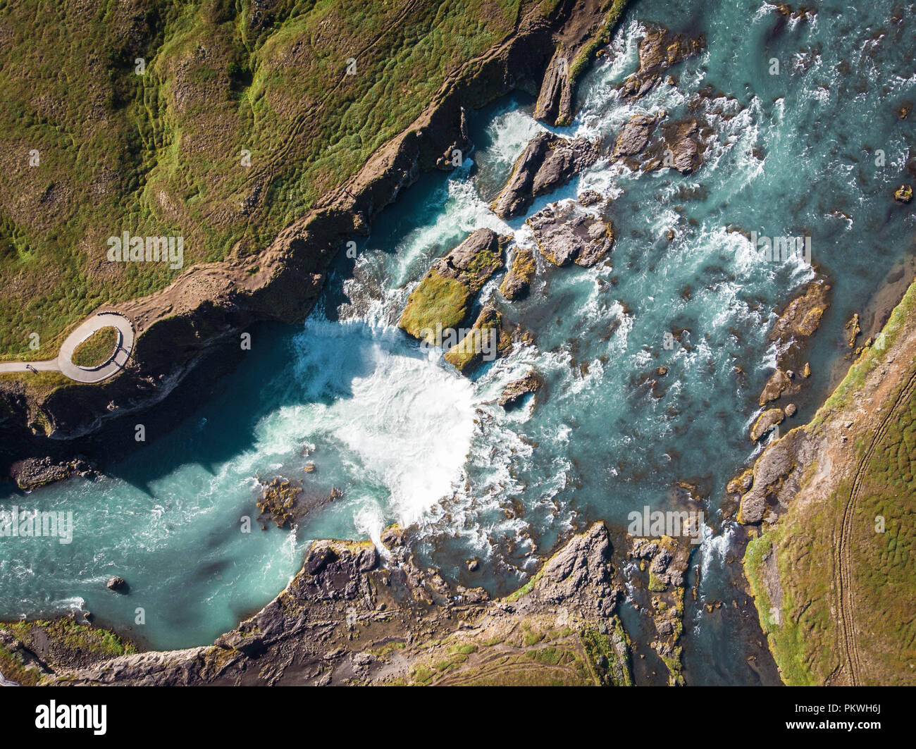 Aerial view and top view river in Iceland. Beautiful natural backdrop ...