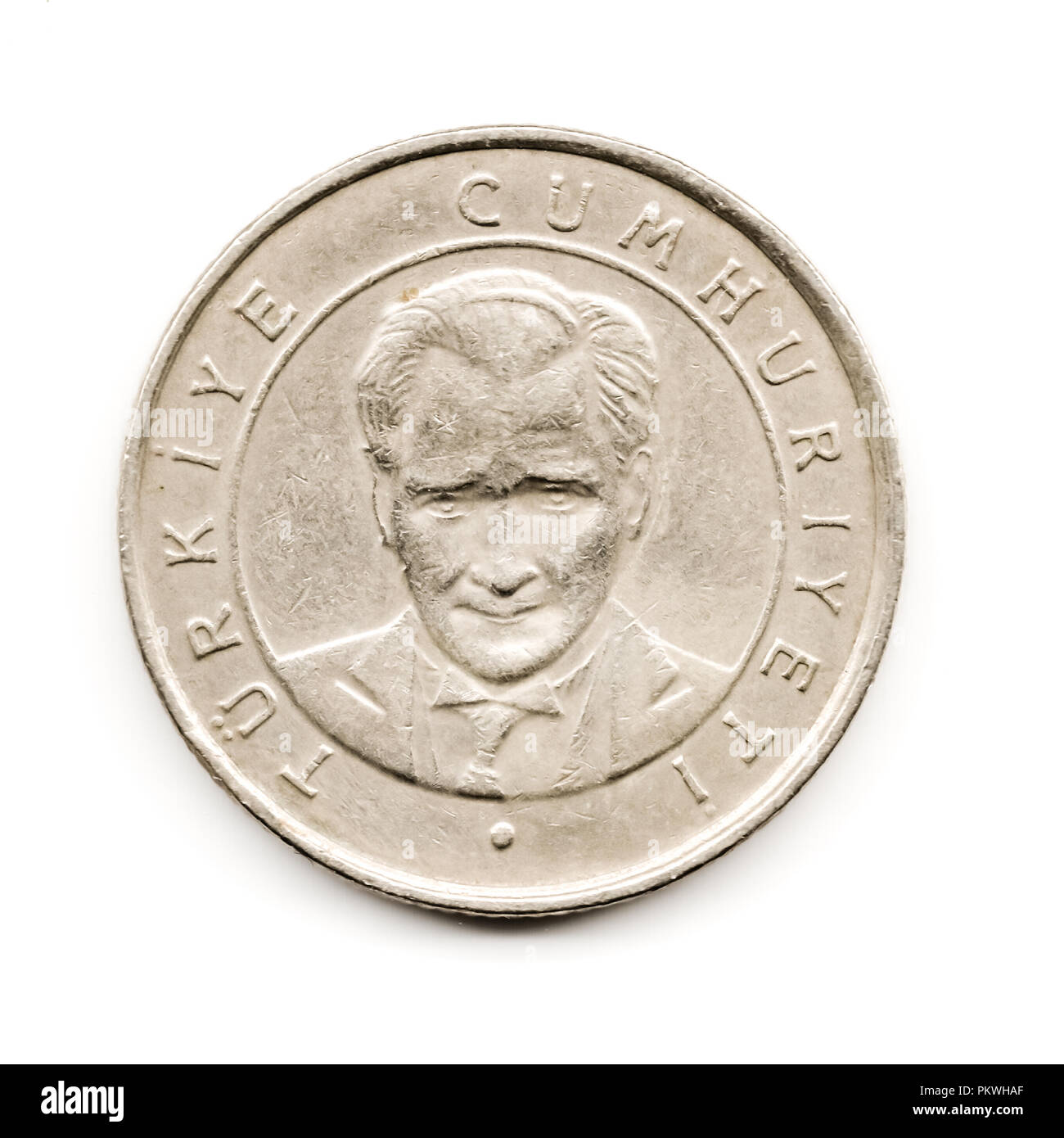 Old Turkish coin, Ataturk portrait on white background Stock Photo - Alamy