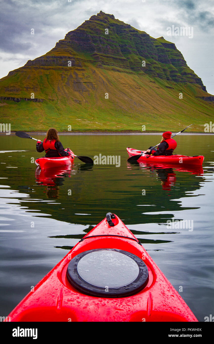 Extreme adventure sport, Iceland kayaking, paddling on kayak, outdoors ...