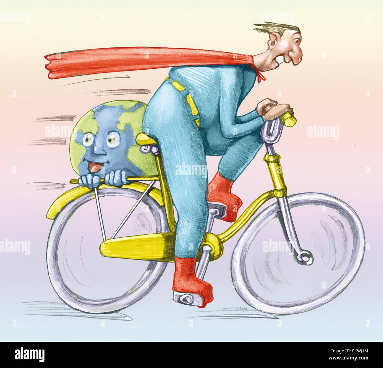 superman races in bicycle it brings with if a smiling and happy world ...