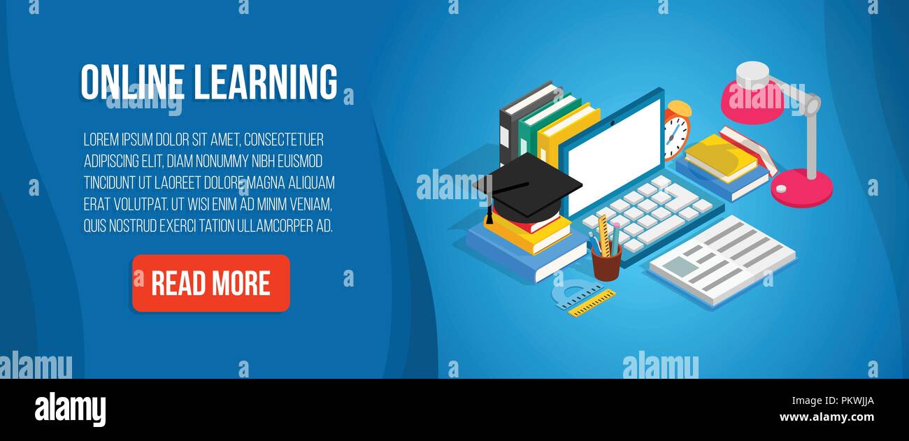 Online learning concept banner, isometric style Stock Vector Image ...