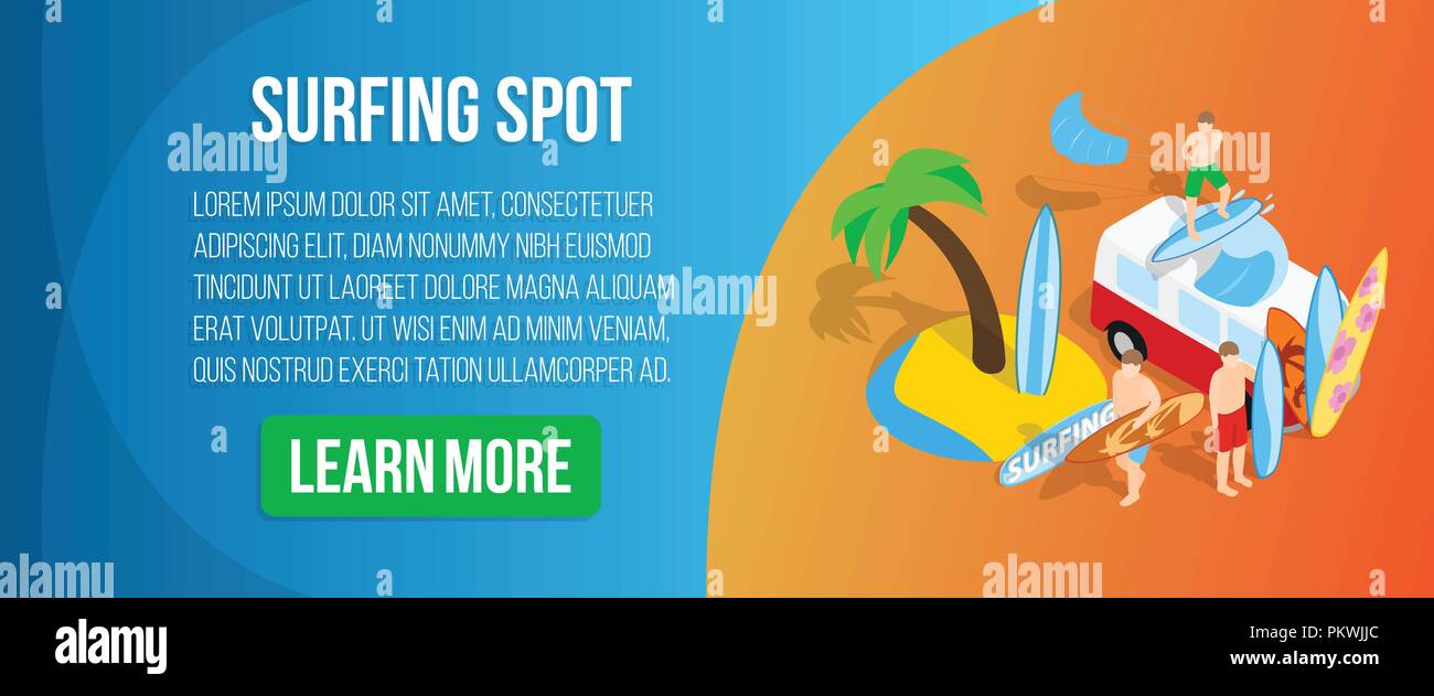 Surfing spot concept banner, isometric style Stock Vector Image & Art ...
