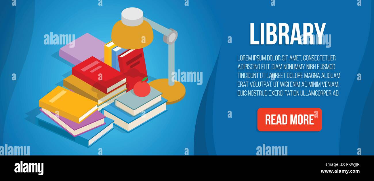 Library concept banner, isometric style Stock Vector Image & Art - Alamy