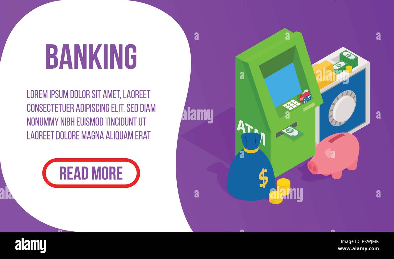 Banking concept banner, isometric style Stock Vector Image & Art - Alamy