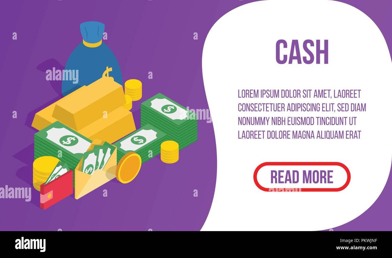 Cash concept banner, isometric style Stock Vector Image & Art - Alamy