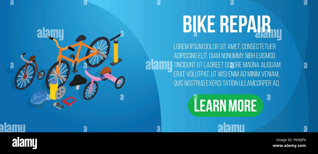 Bike repair concept banner, isometric style Stock Vector Image & Art ...