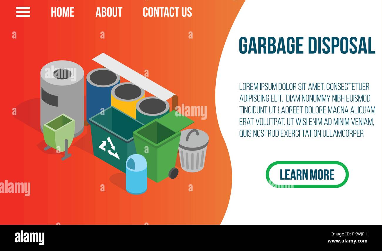 Garbage disposal concept banner, isometric style Stock Vector Image ...