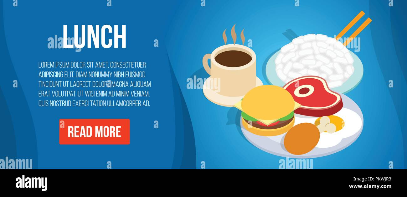 Lunch concept banner, isometric style Stock Vector Image & Art - Alamy