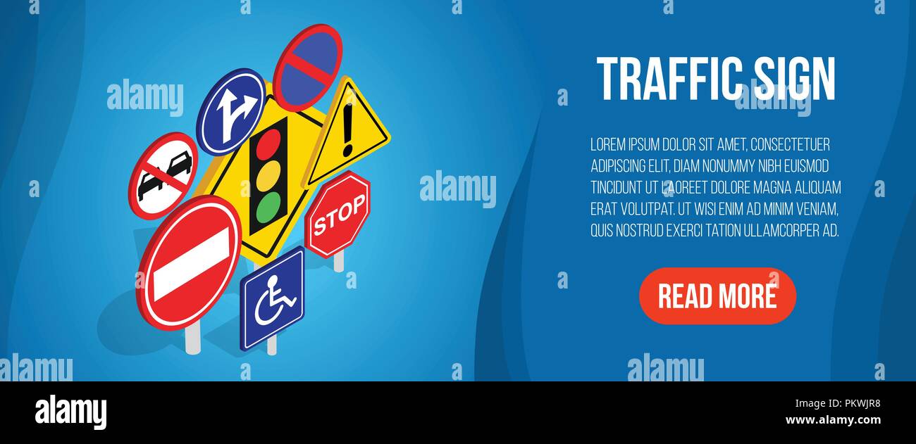 Traffic sign concept banner, isometric style Stock Vector Image & Art ...