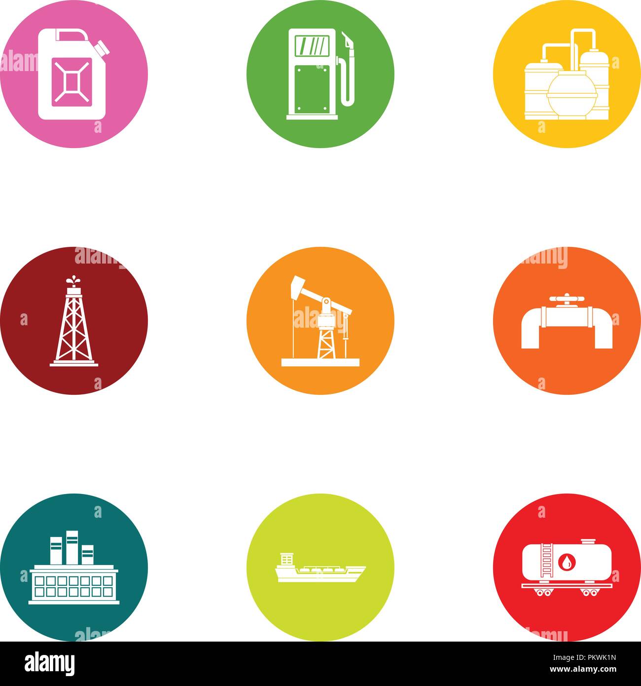 Extract the oil icons set, flat style Stock Vector Image & Art - Alamy