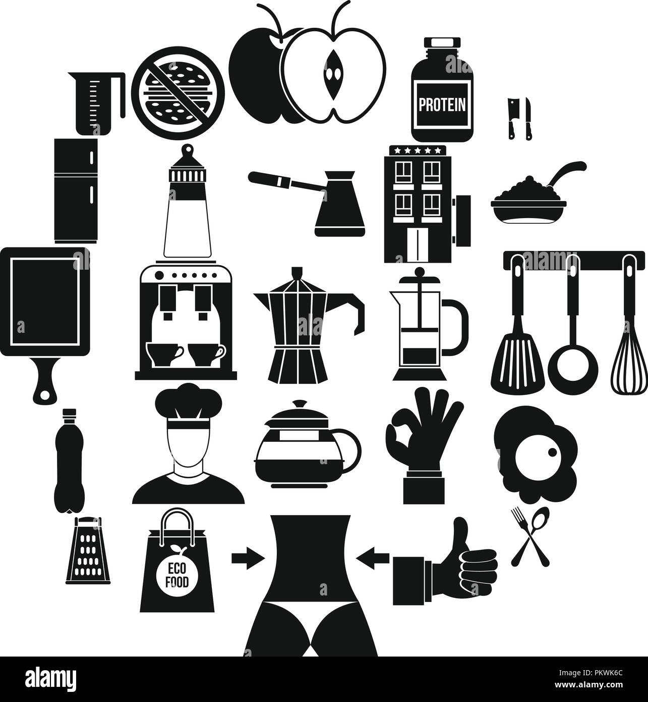 Different food icons set, simple style Stock Vector Image & Art - Alamy