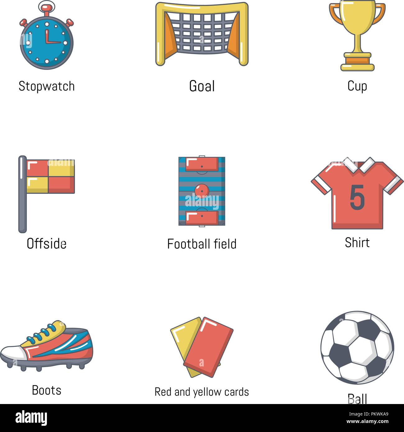 Football world icons set, cartoon style Stock Vector Image & Art - Alamy