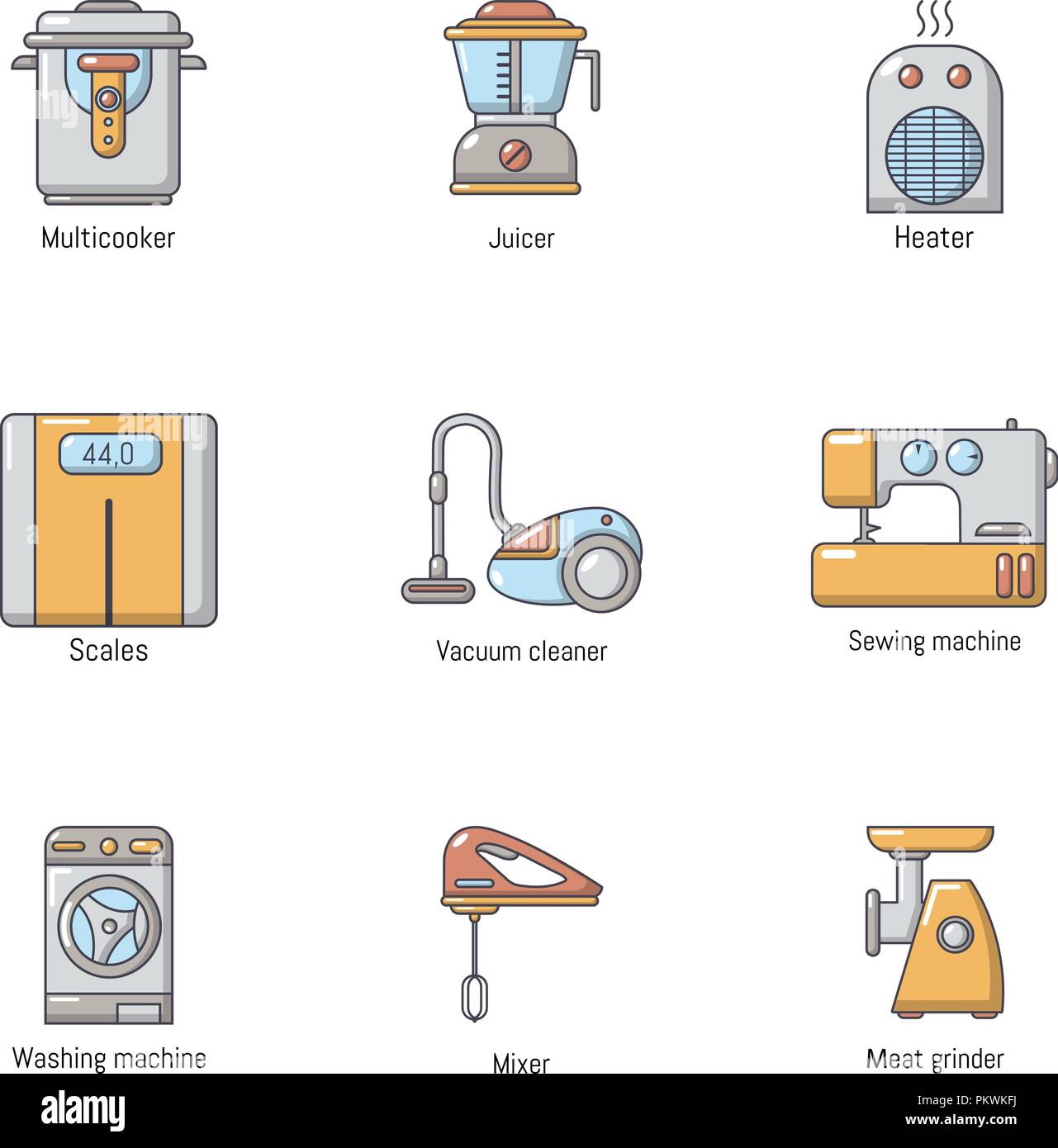 Domestic life icons set, cartoon style Stock Vector Image & Art - Alamy