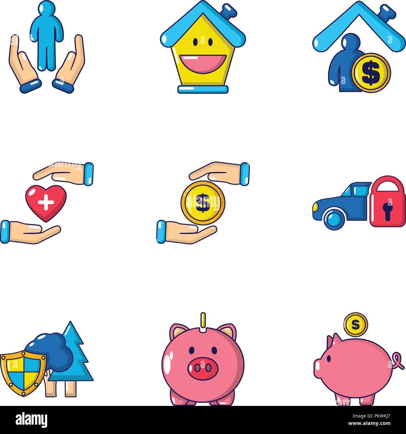 Accumulated finances icons set, cartoon style Stock Vector Image & Art ...