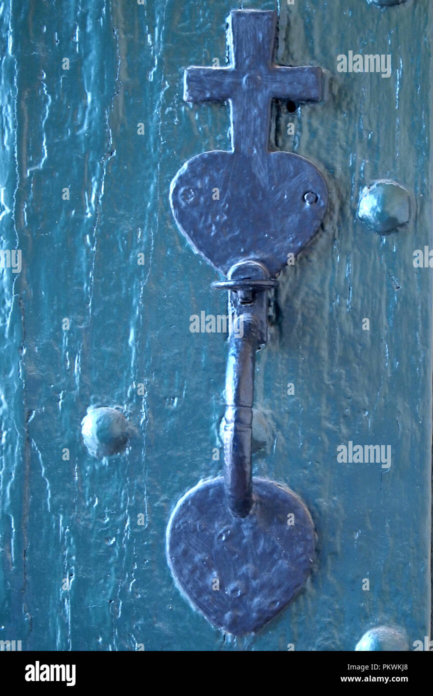 Latch on church door, Minorca Stock Photo - Alamy