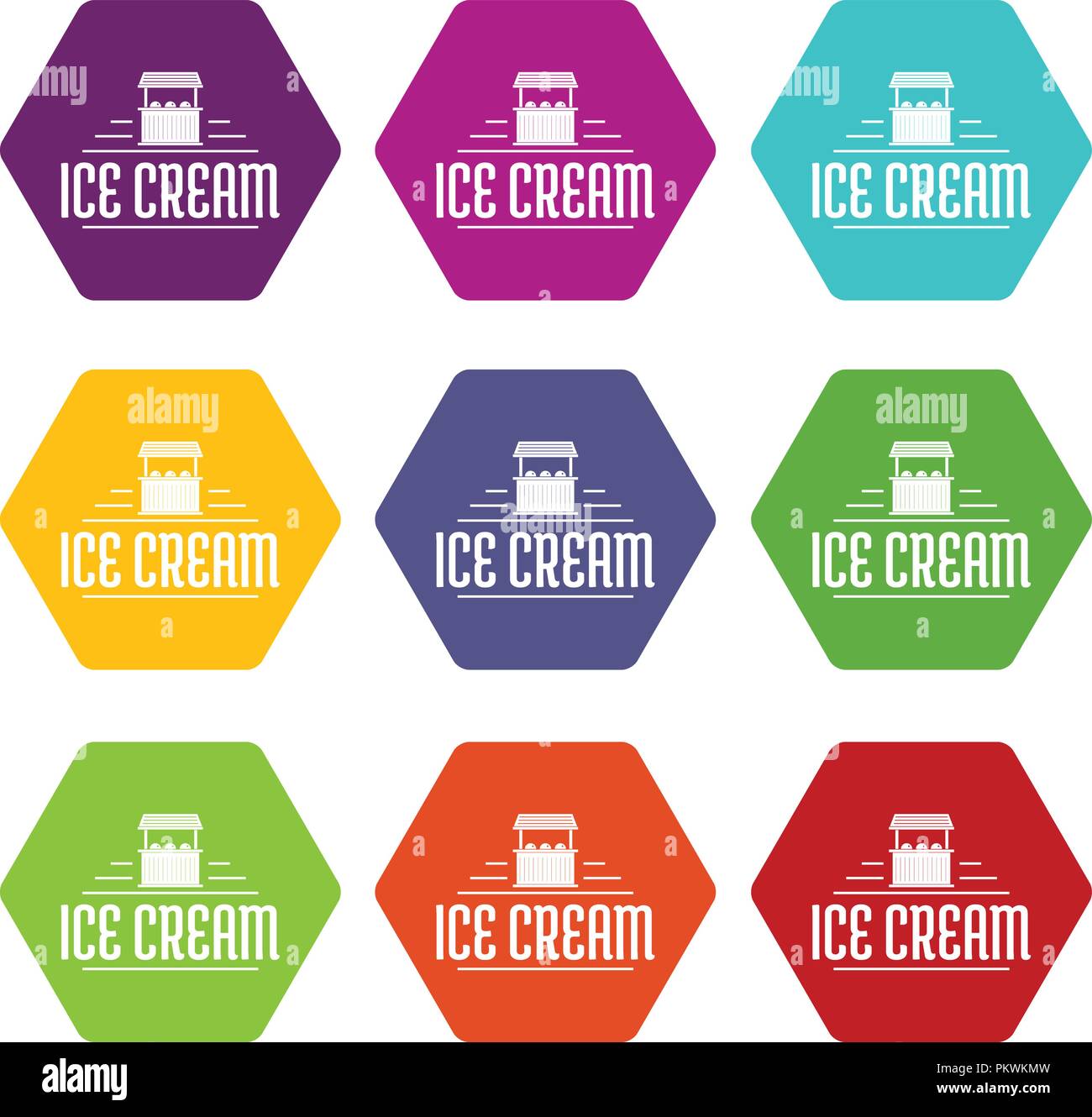 Ice cream stall icons set 9 vector Stock Vector Image & Art - Alamy