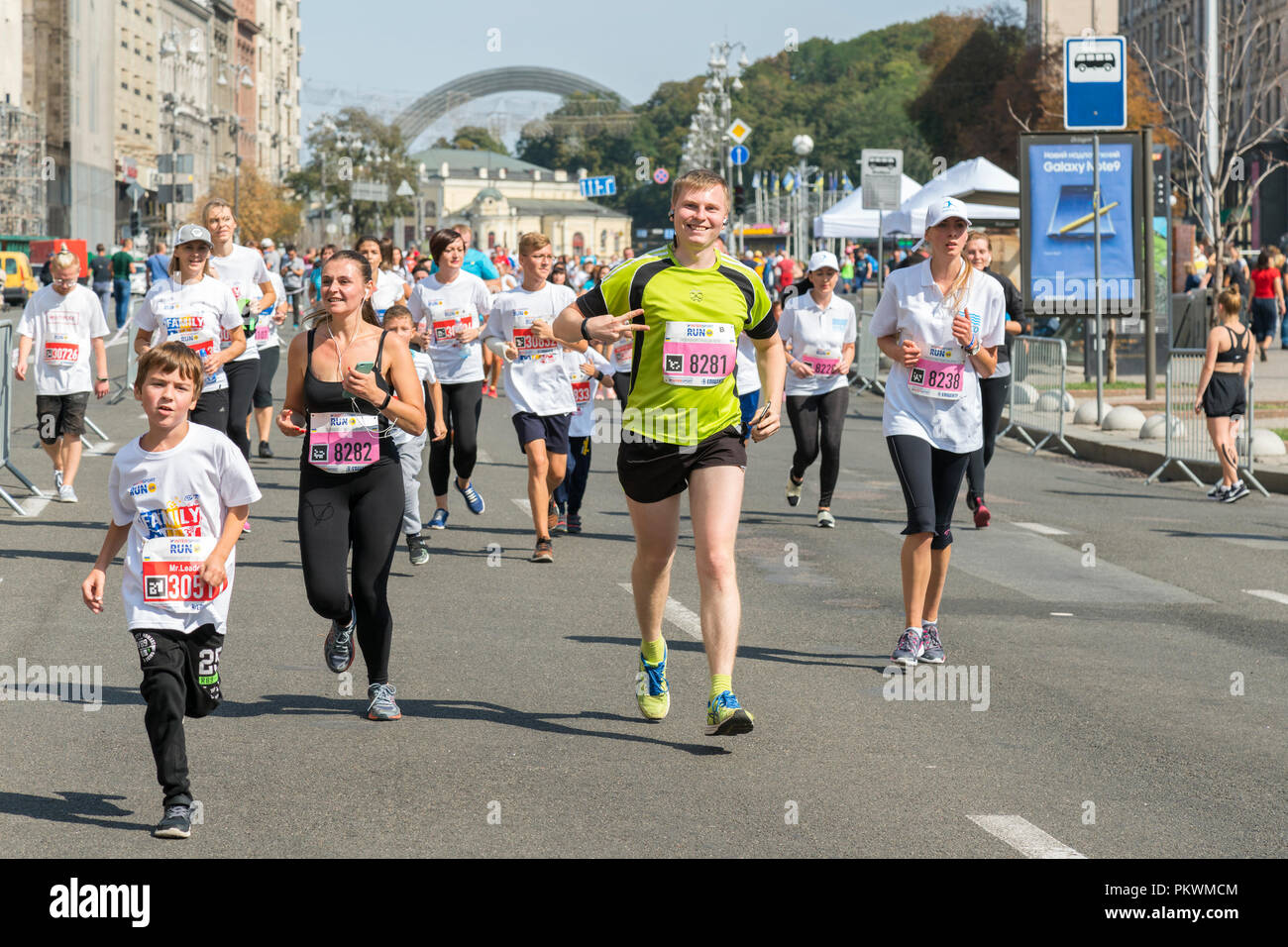Ukraine, Kiev, Ukraine 09.09.2018 athletes and amateurs are running ...