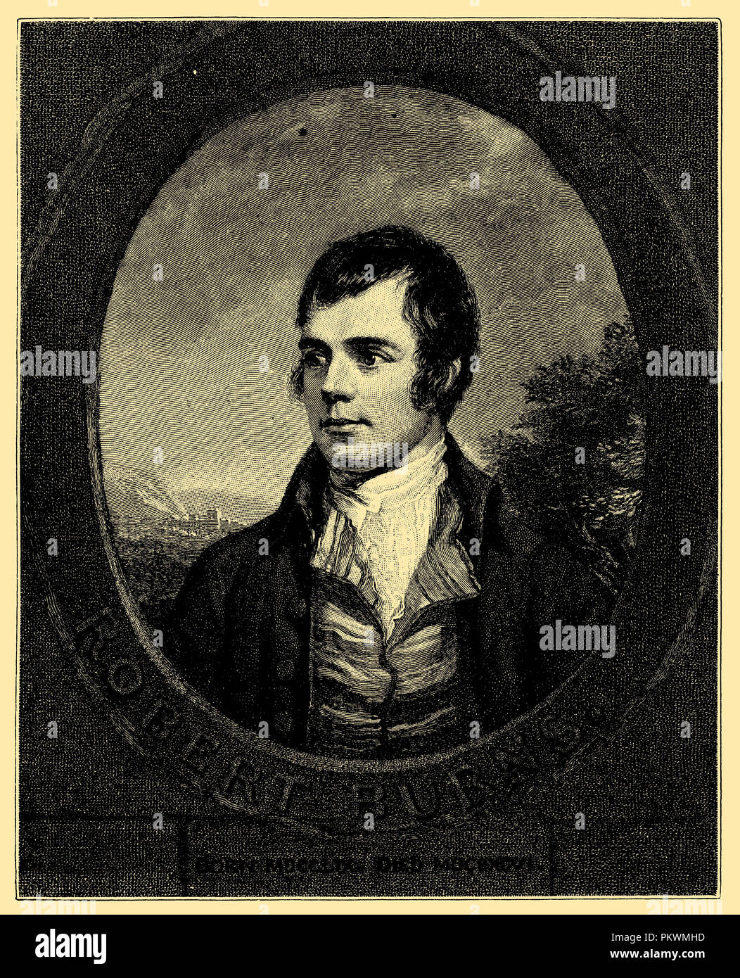 Robert Burns. After the engraving by W. Walker (painting by A. Resmyth ...