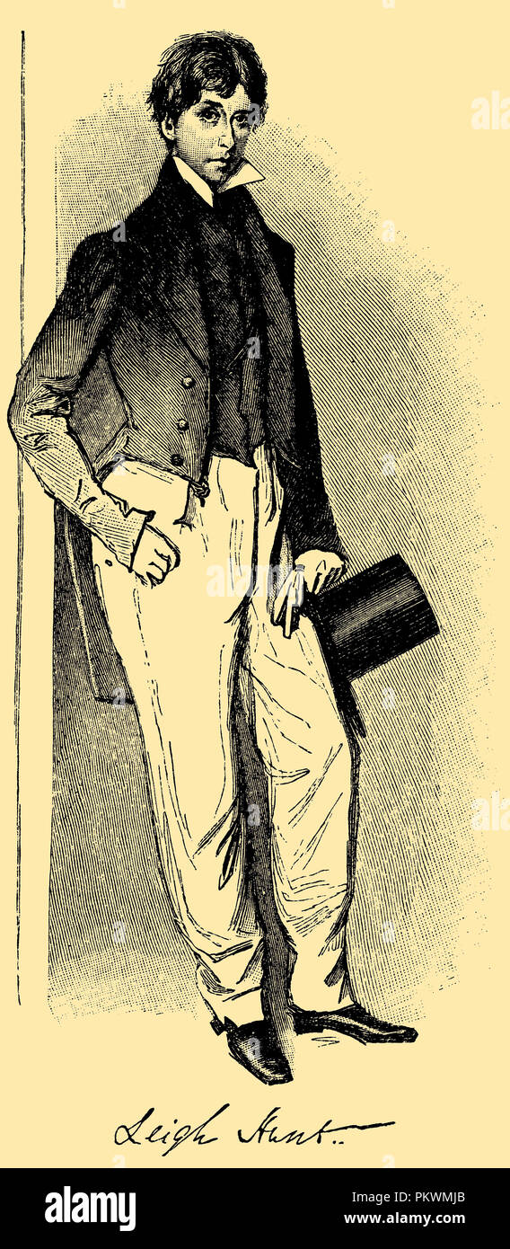 Leigh Hunt. After drawing by D. Maclise in 'The Maclise Portrait ...
