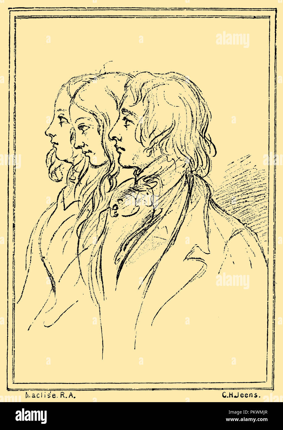 Charles Dickens with wife and sister Georgianne. After the engraving by ...