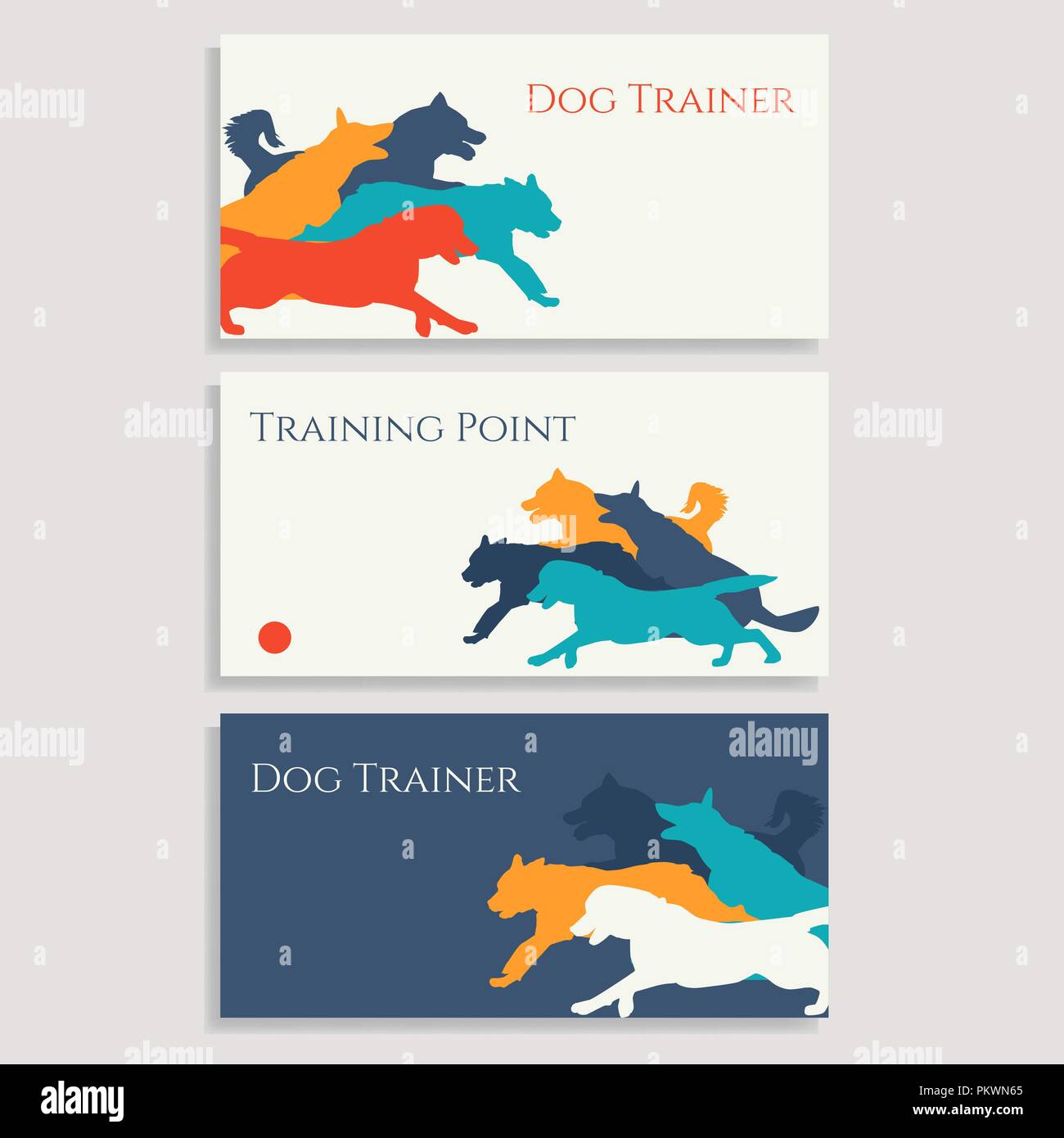 Dog sport leaflets. Trainer business cards. Dog sport brochures. Set of ...