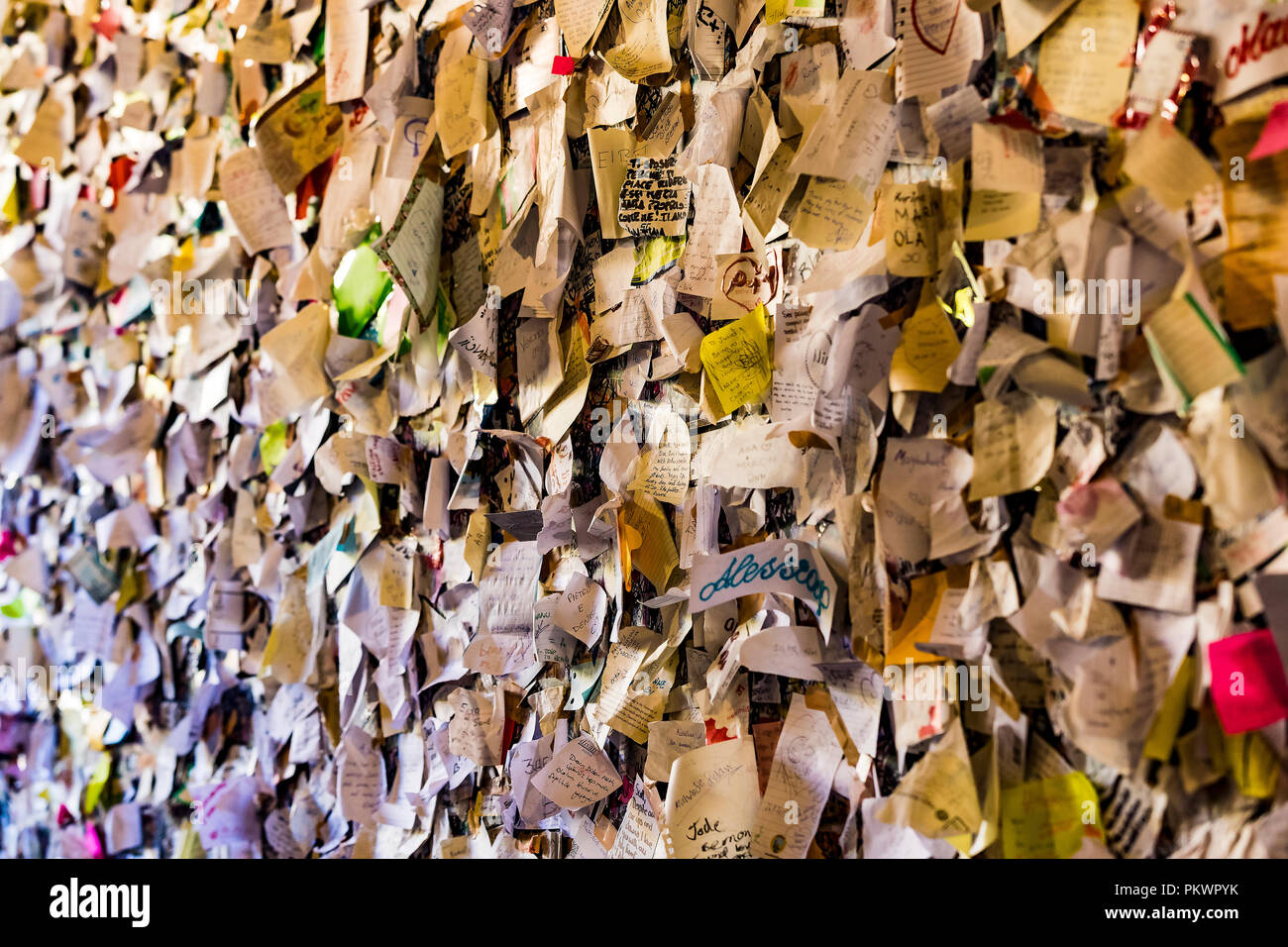 VERONA, ITALY - 4 SEPTEMBER :Locks and notes with a request for eternal ...