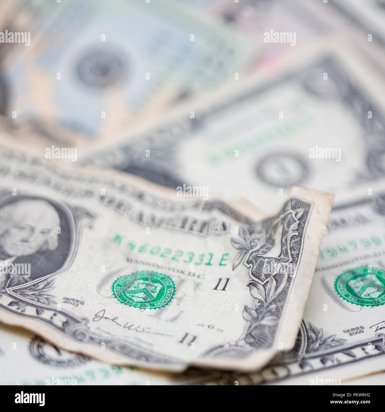 blurred crumpled dollar money background like concept of problem Stock ...