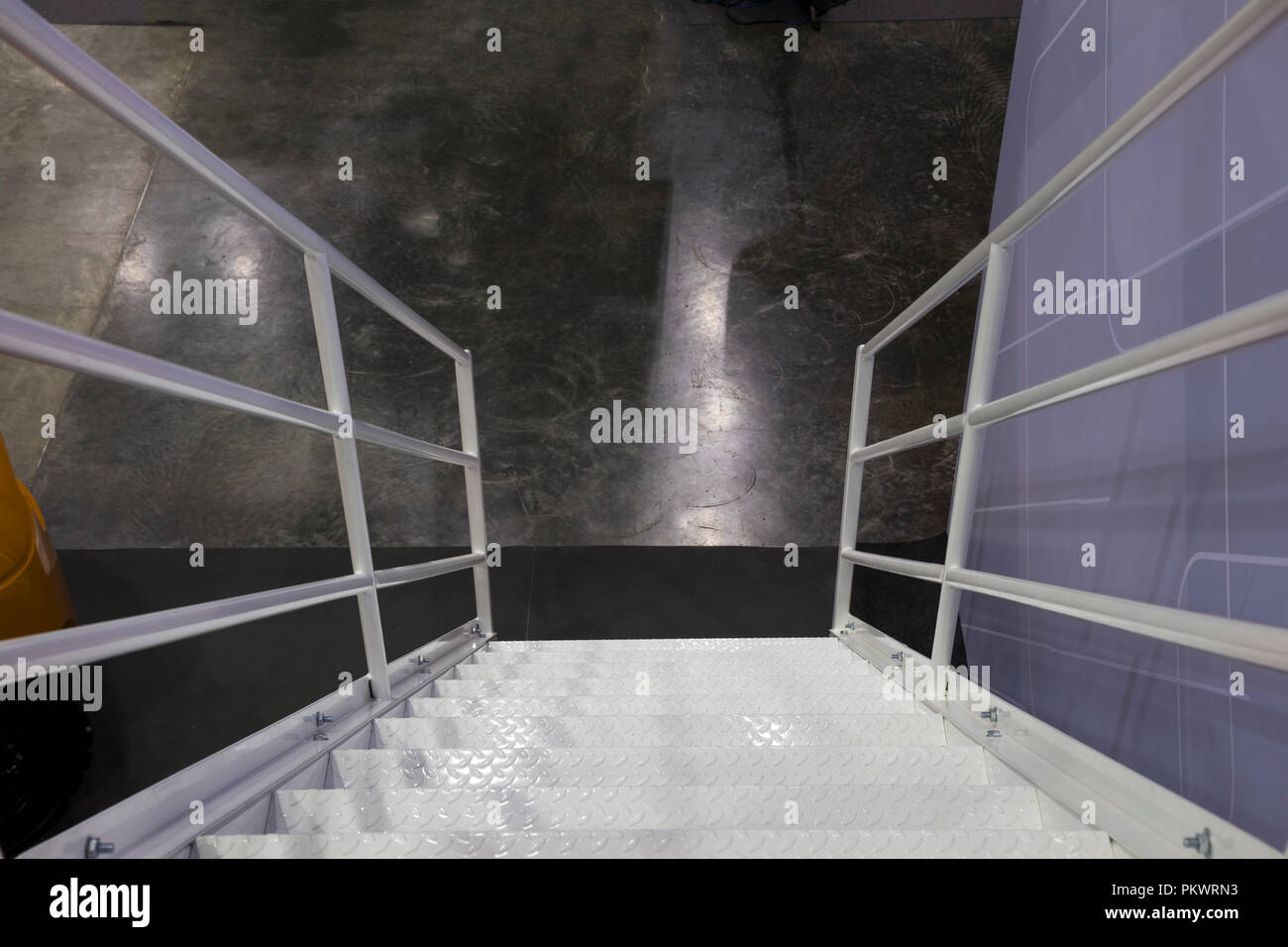 The white industrial stairs ; factory area Stock Photo - Alamy