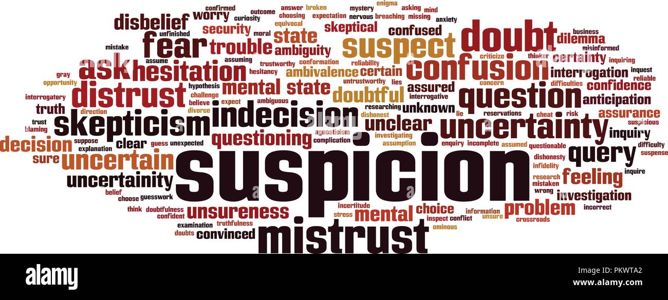 Suspicion word cloud concept. Vector illustration Stock Vector Image ...