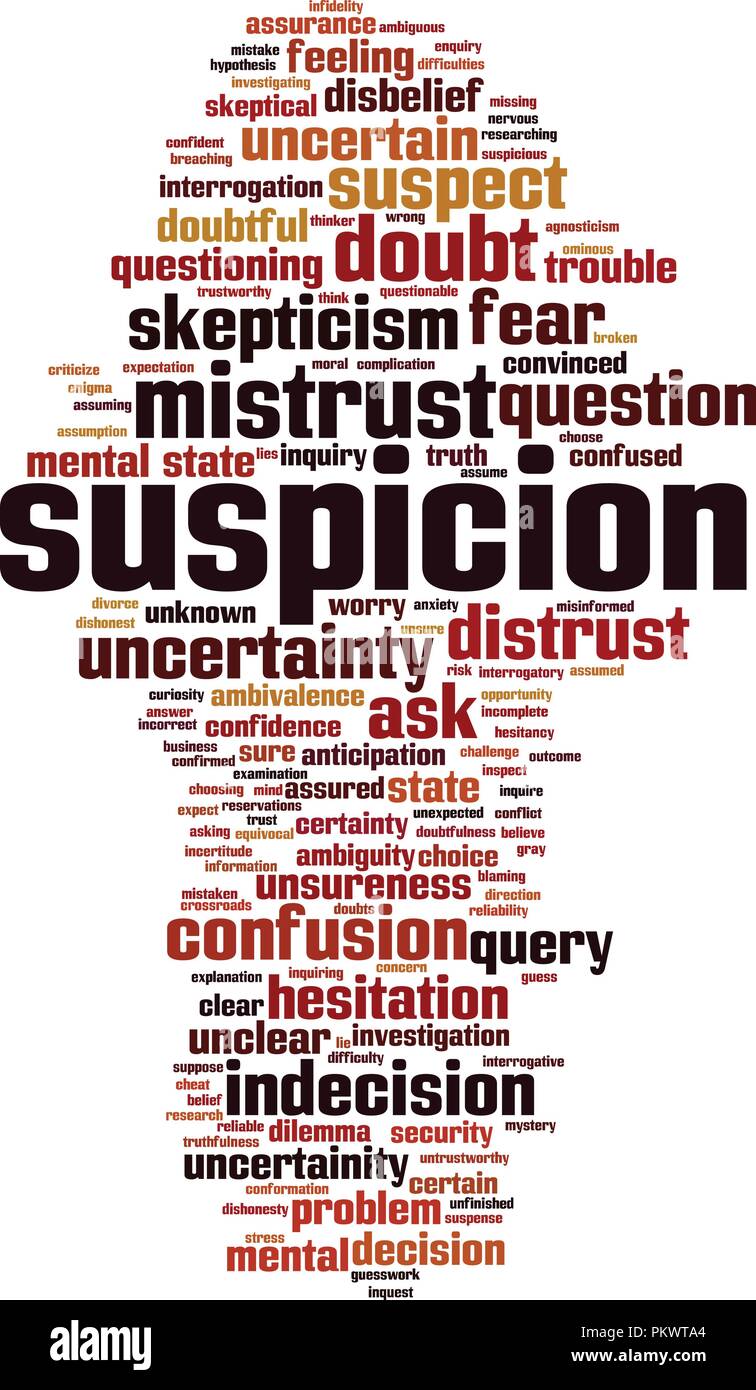 Suspicion word cloud concept. Vector illustration Stock Vector Image ...