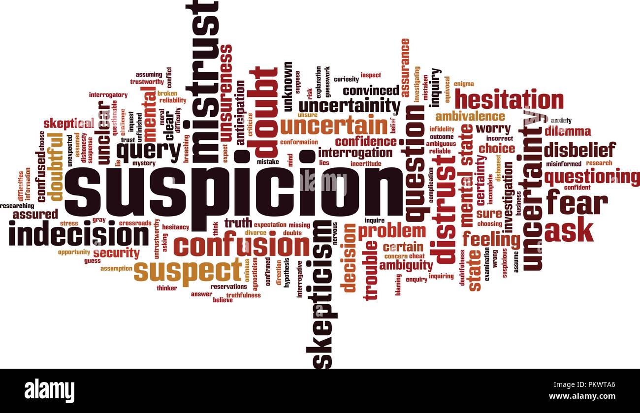 Suspicion word cloud concept. Vector illustration Stock Vector Image ...