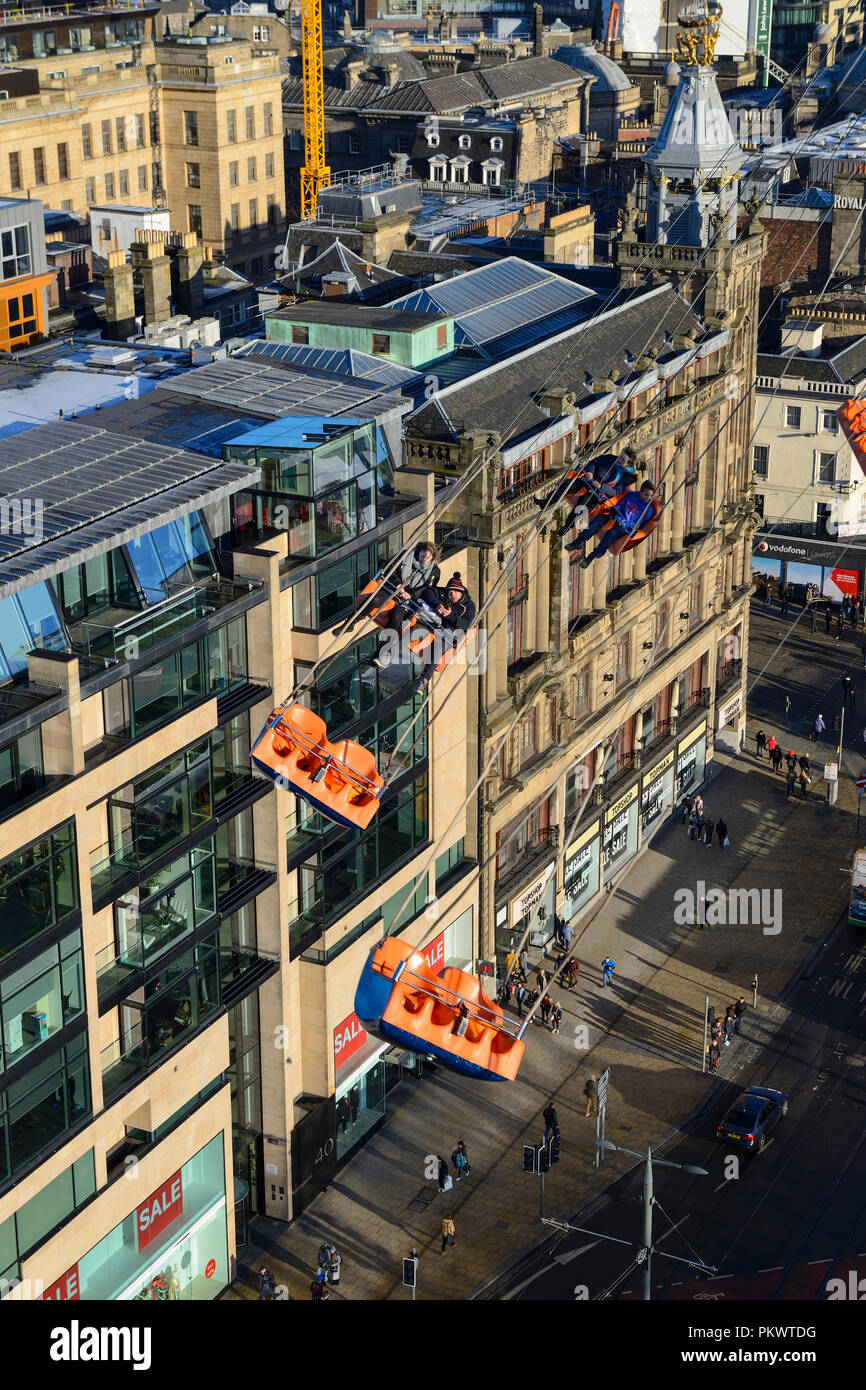 Aerial view of the Star Flyer ride from the Scott Monument in Princes ...
