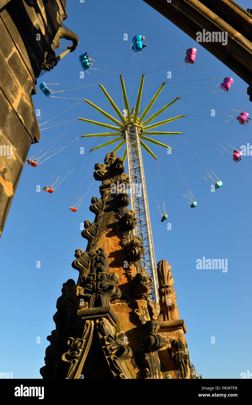 Aerial view of the Star Flyer ride from the Scott Monument in Princes ...
